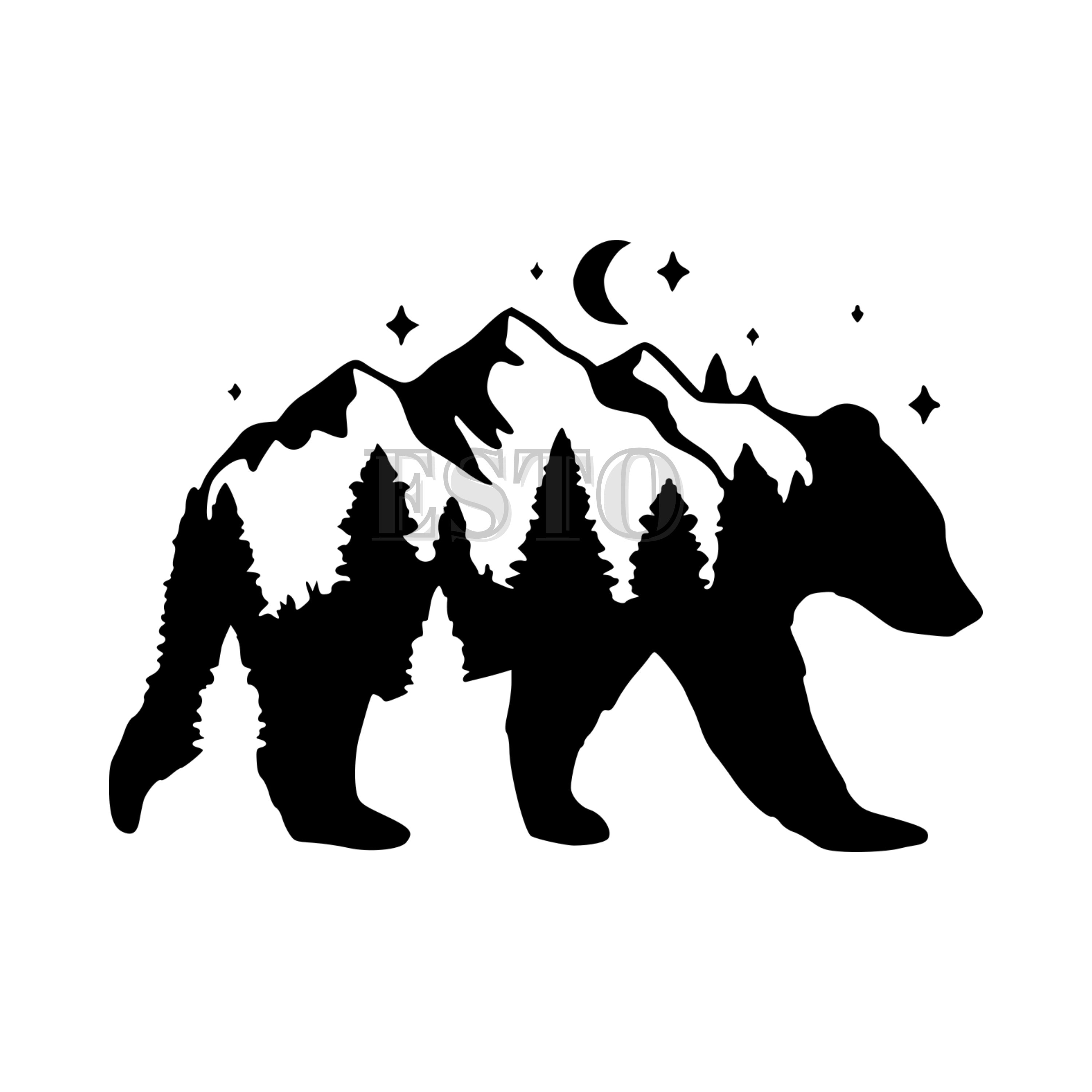 Mountain Bear Silhouette SVG, Mountain Svg Crivut, Bear Svg Vector, Eps ...