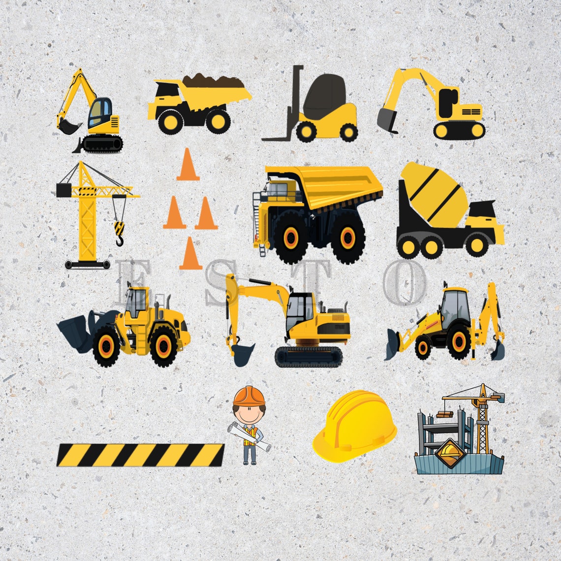 Construction Bundle SVG, Construction Vehicles Svg File, Digital ...