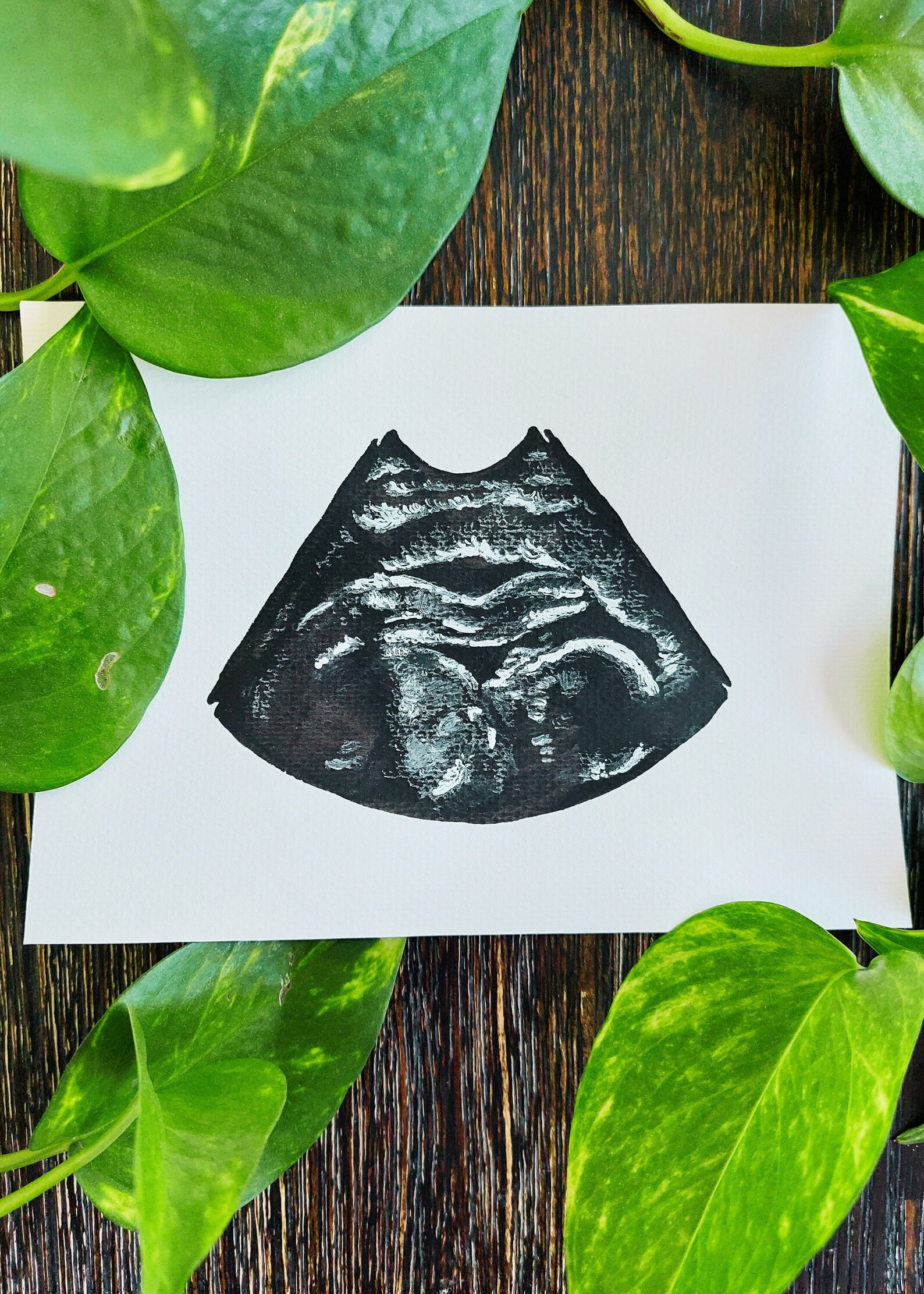 Hand-drawn Watercolor Ultrasound Art, Baby Sonogram Portrait - Etsy