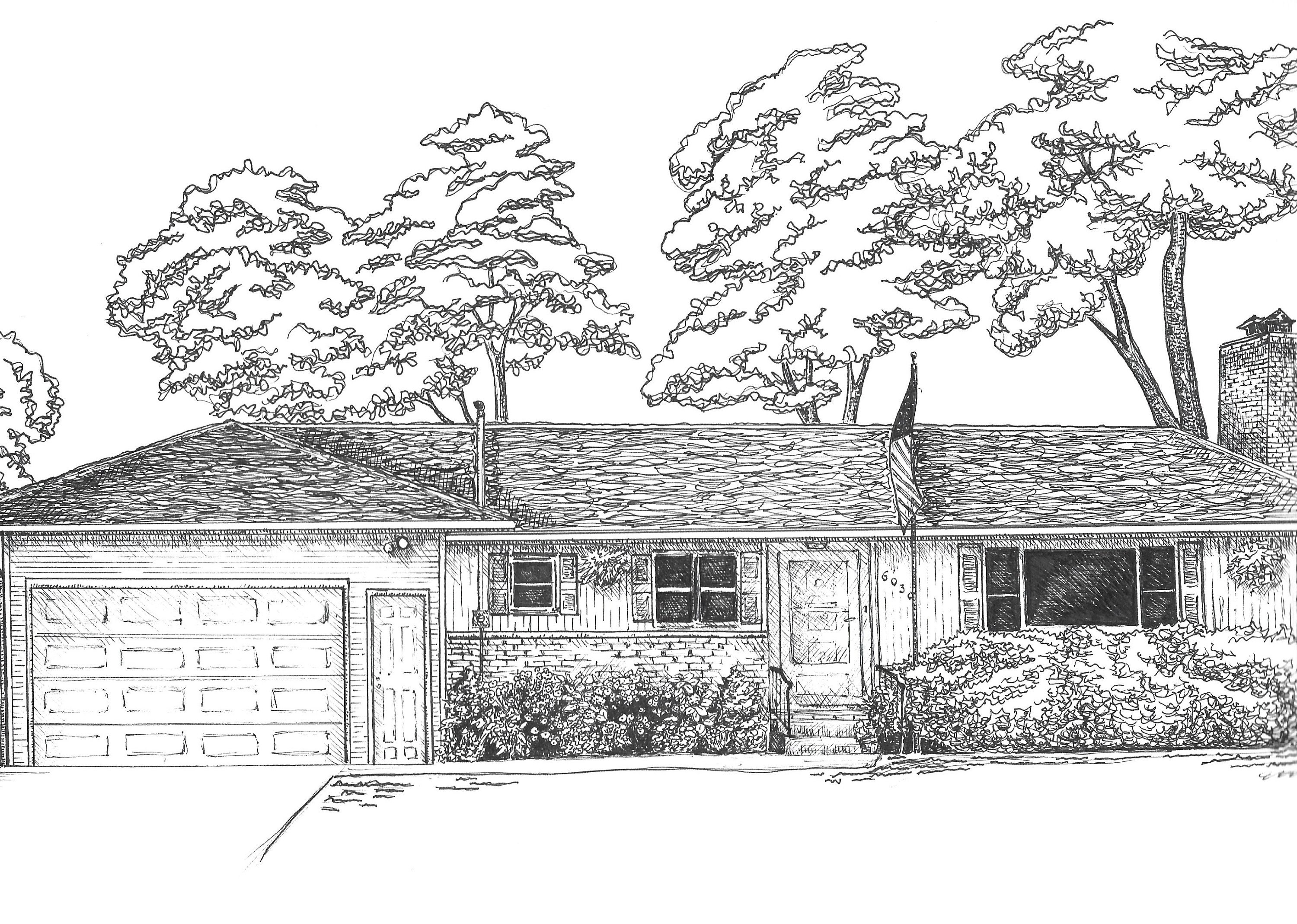 Hand Drawn Ink House Portrait Custom Illustration - Etsy