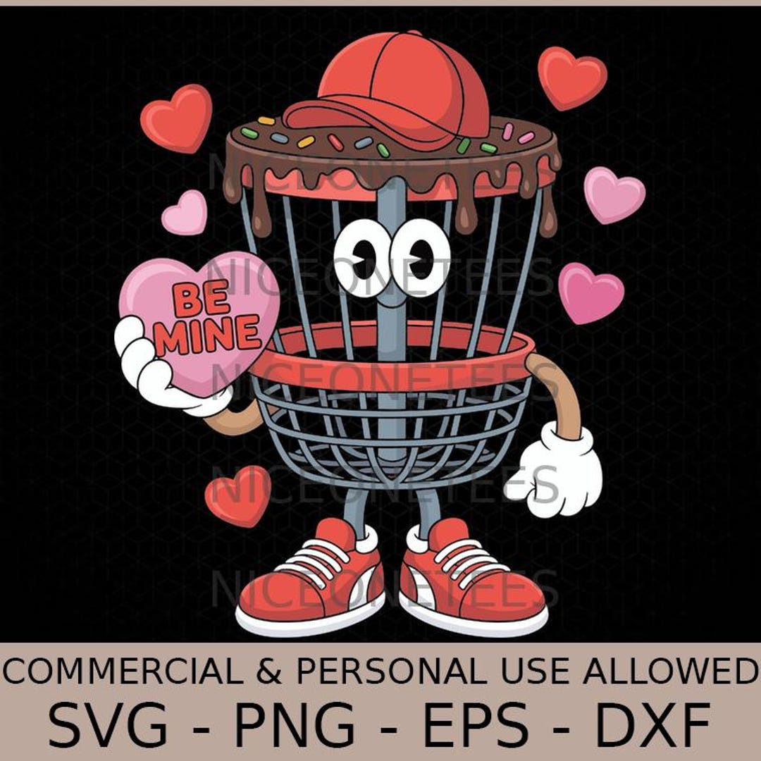 Disc Golf Equipment Player Valentine Hearts Costume Dripped Svg Png - Etsy