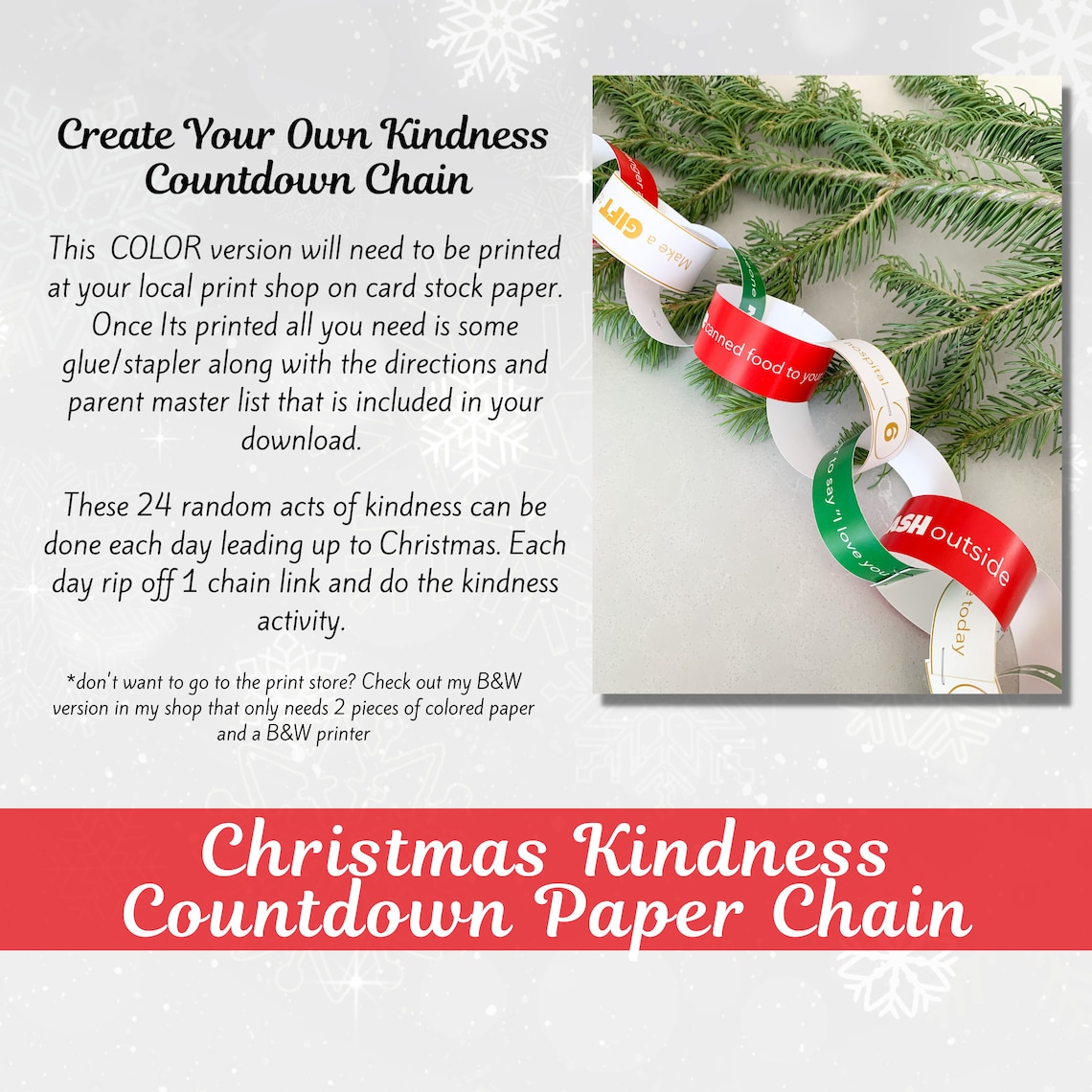 Christmas Paper Chain Link Countdown, Christmas Kindness Countdown for ...