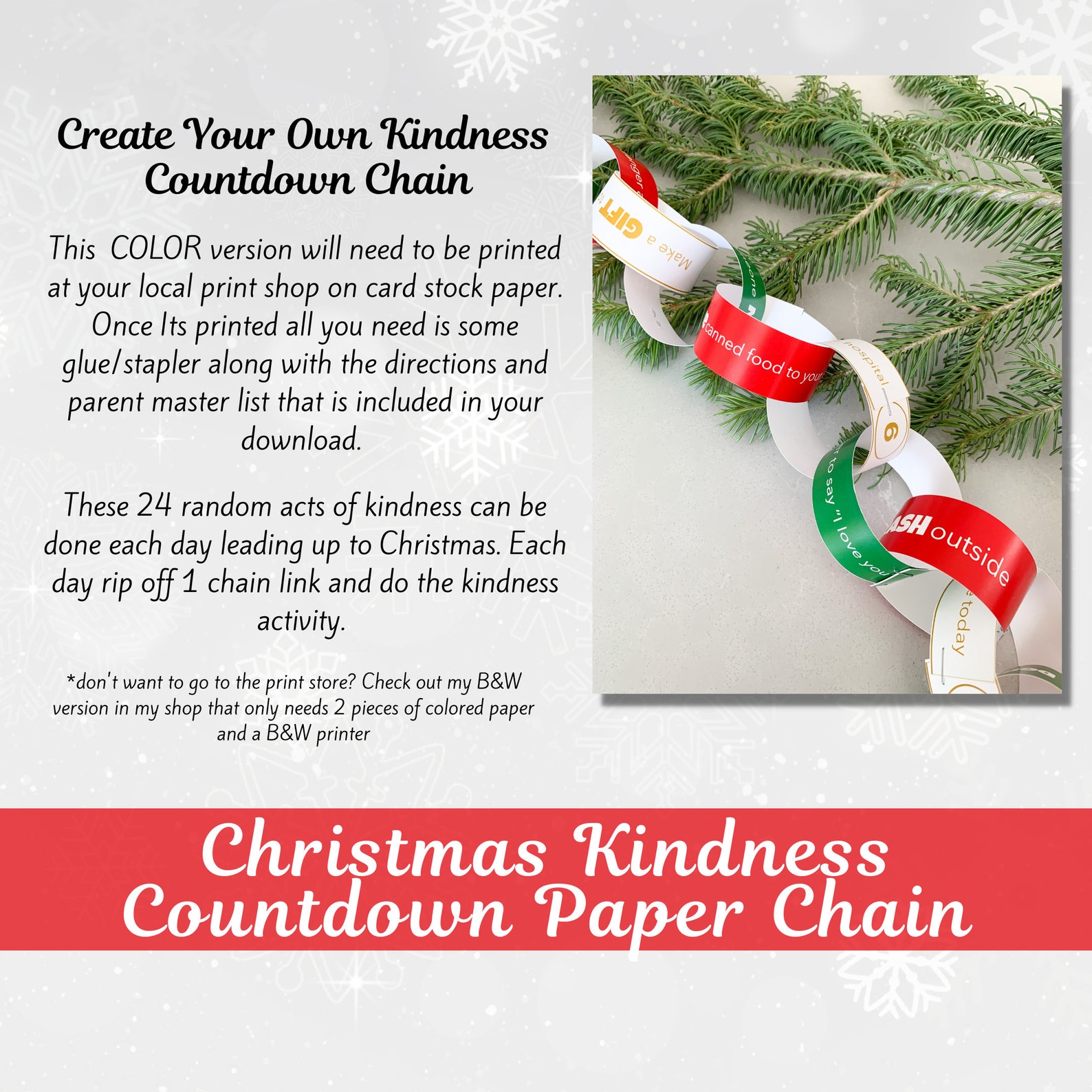 Christmas Paper Chain Link Countdown, Christmas Kindness Countdown for ...