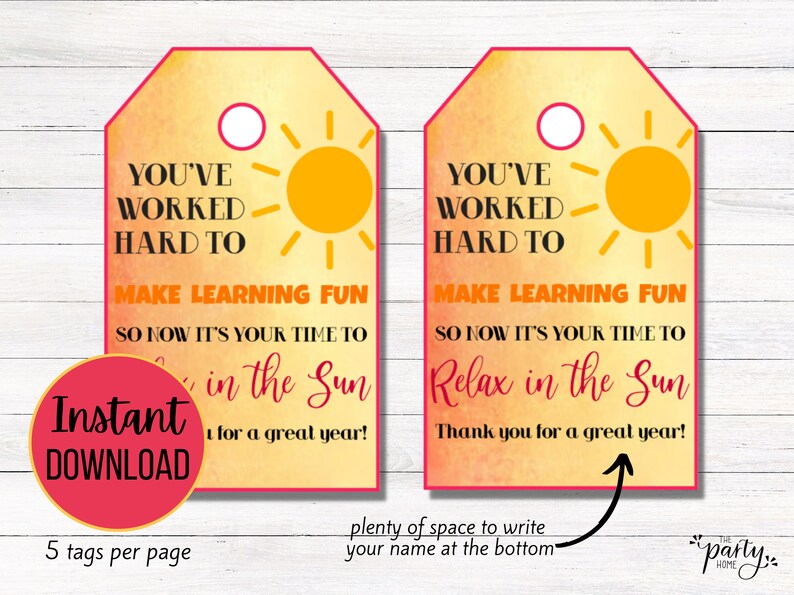 Teacher Appreciation Gift Tag, End of Year Teacher Gift, Relax in the ...