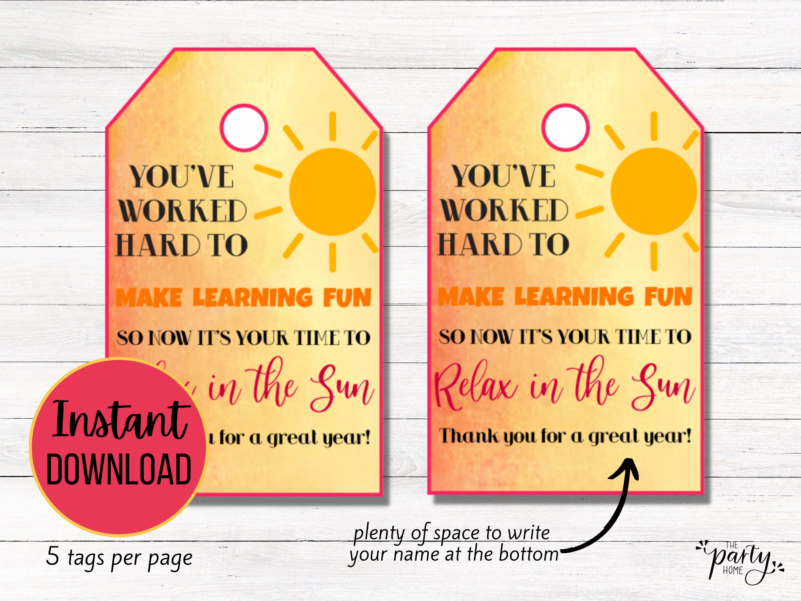 Teacher Appreciation Gift Tag, End of Year Teacher Gift, Relax in the ...