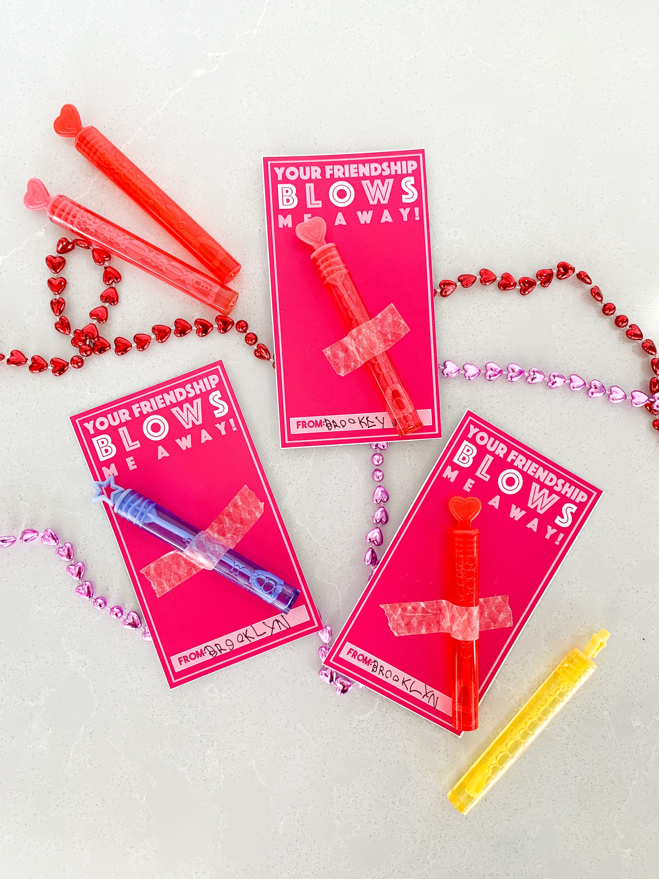 Bubbles Classroom Valentine Card, Printable Bubble Wand Valentine's Day ...