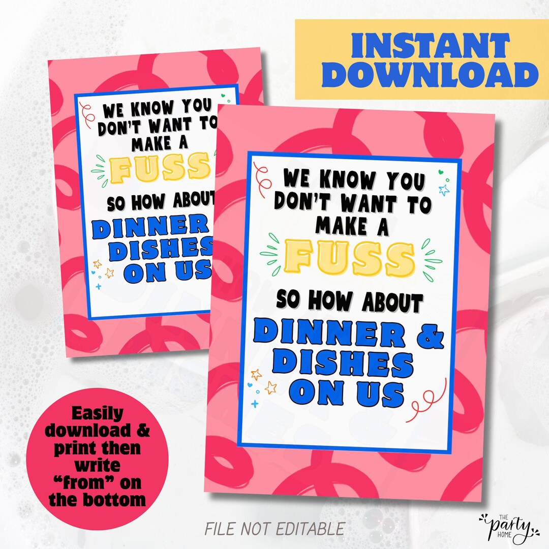 You Deserve A Break, Dinner and Dishes on Us Gift Tag, Host Thank You ...