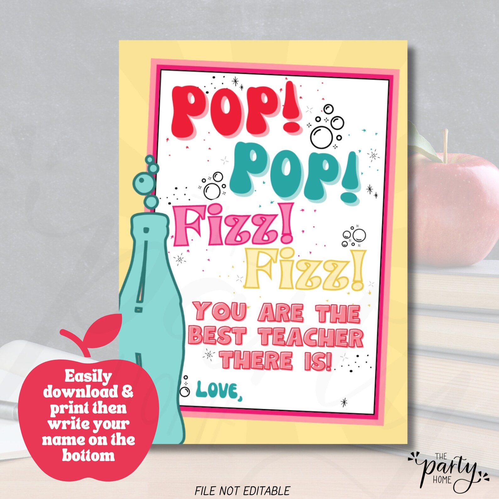 Pop Fizz Best Teacher There is Gift Tag, Teacher Appreciation Gift Tag ...