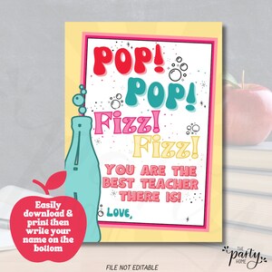 Pop Fizz Best Teacher There is Gift Tag, Teacher Appreciation Gift Tag ...
