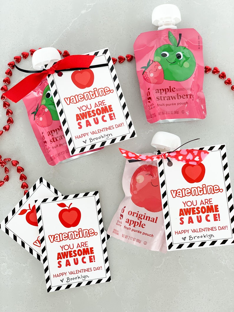Applesauce Valentine's Day Printable Cards / Awesome Sauce Tag ...
