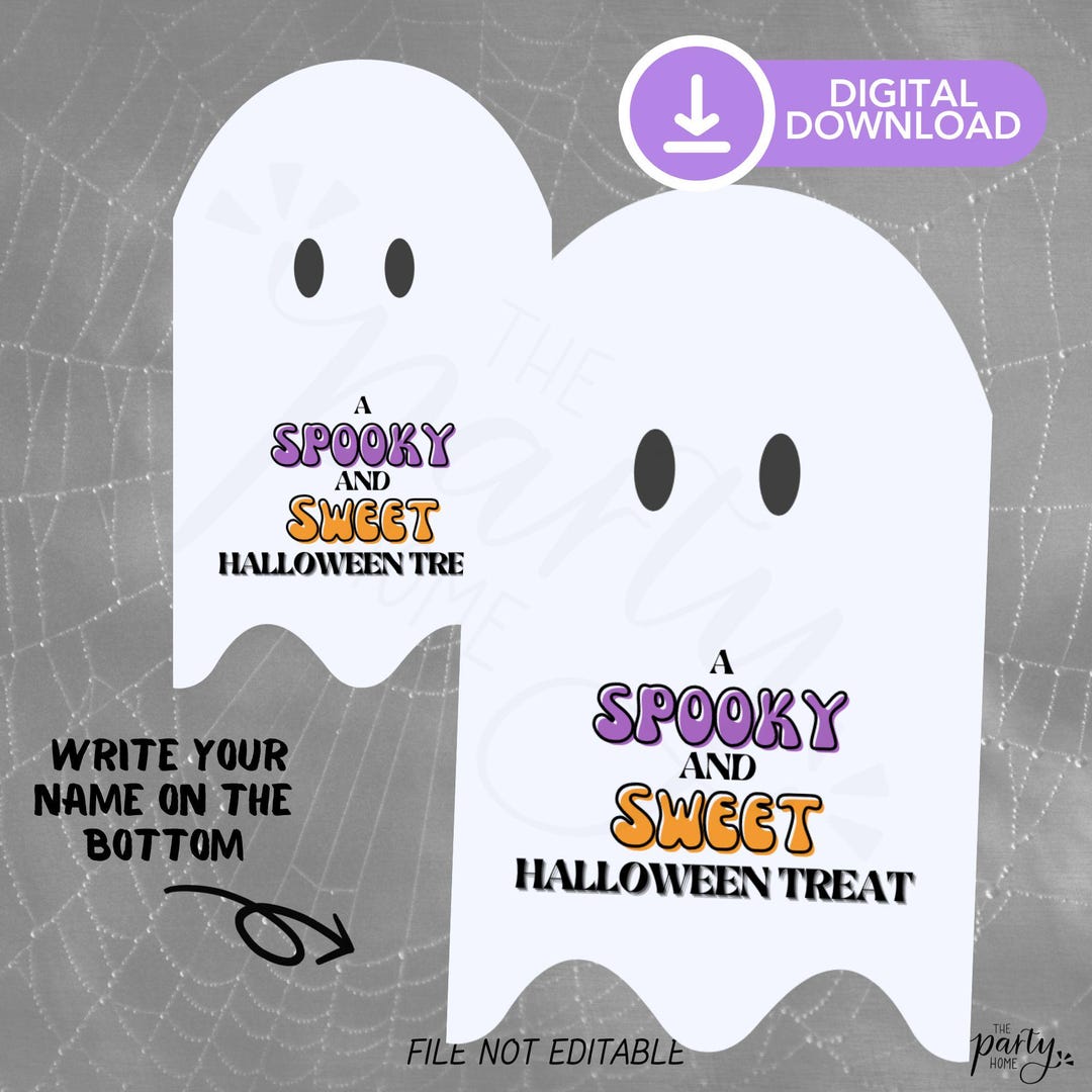 Spooky Sweet Halloween Treat, Halloween Gift Tag, Halloween Ghost Party ...