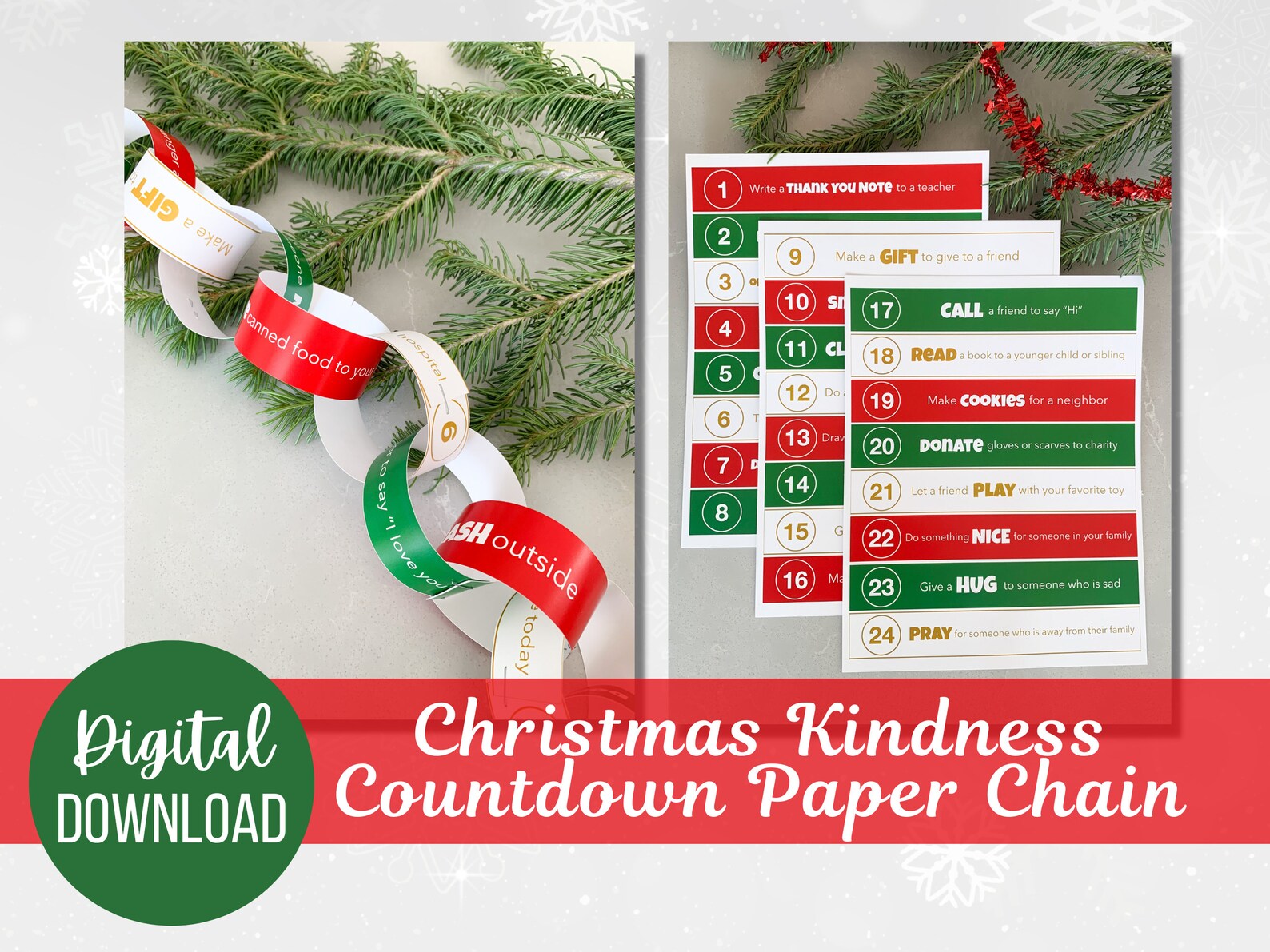 Christmas Paper Chain Link Countdown Christmas Kindness - Etsy