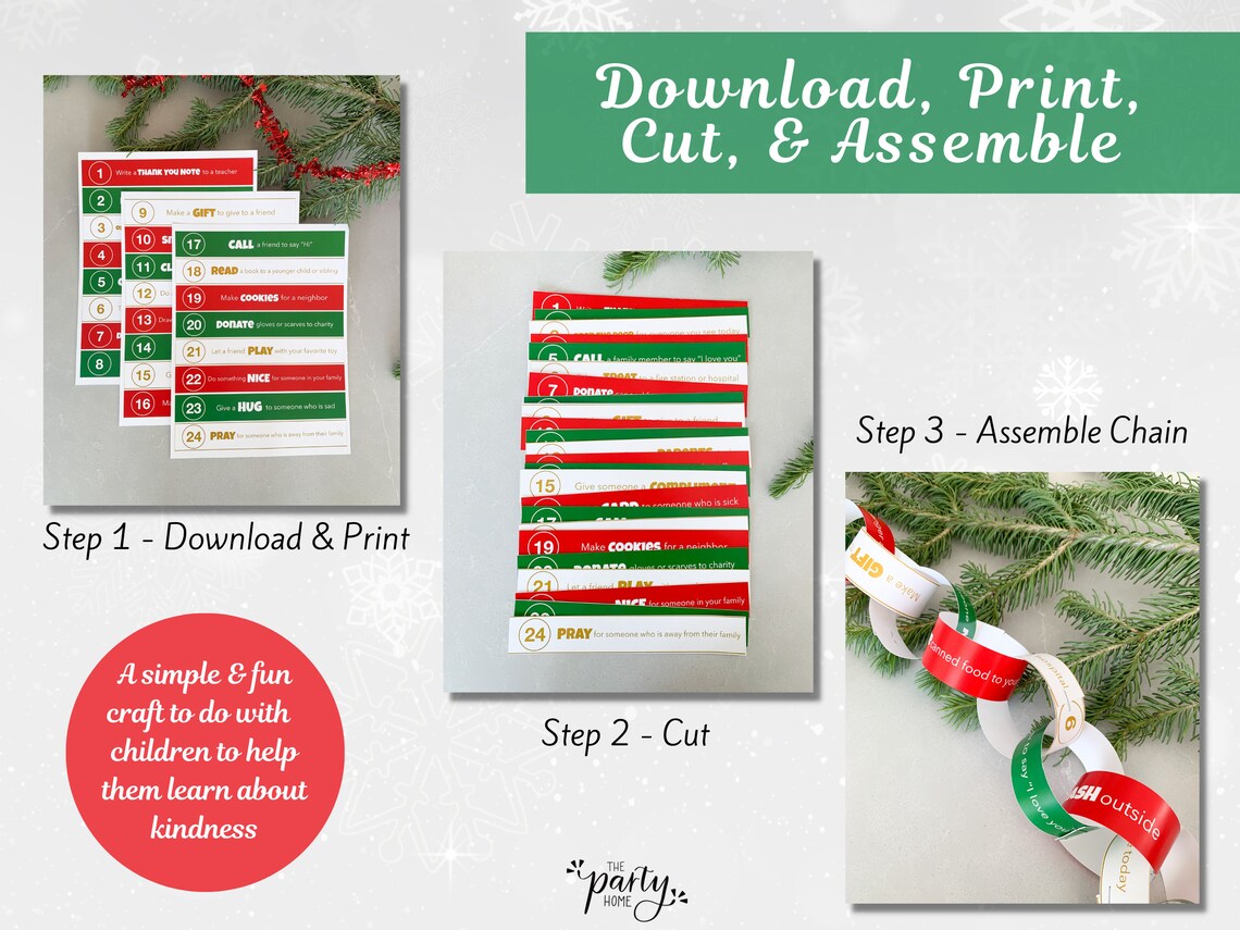 Christmas Paper Chain Link Countdown Christmas Kindness - Etsy