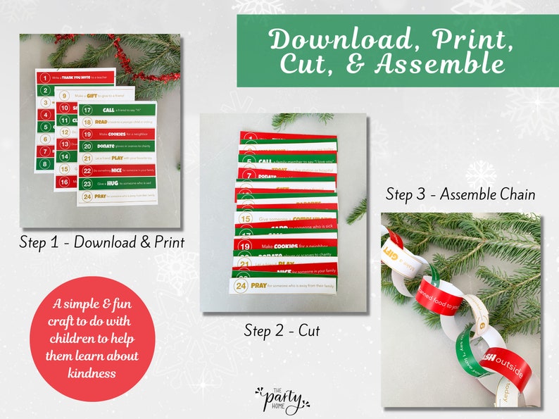 Christmas Paper Chain Link Countdown Christmas Kindness - Etsy