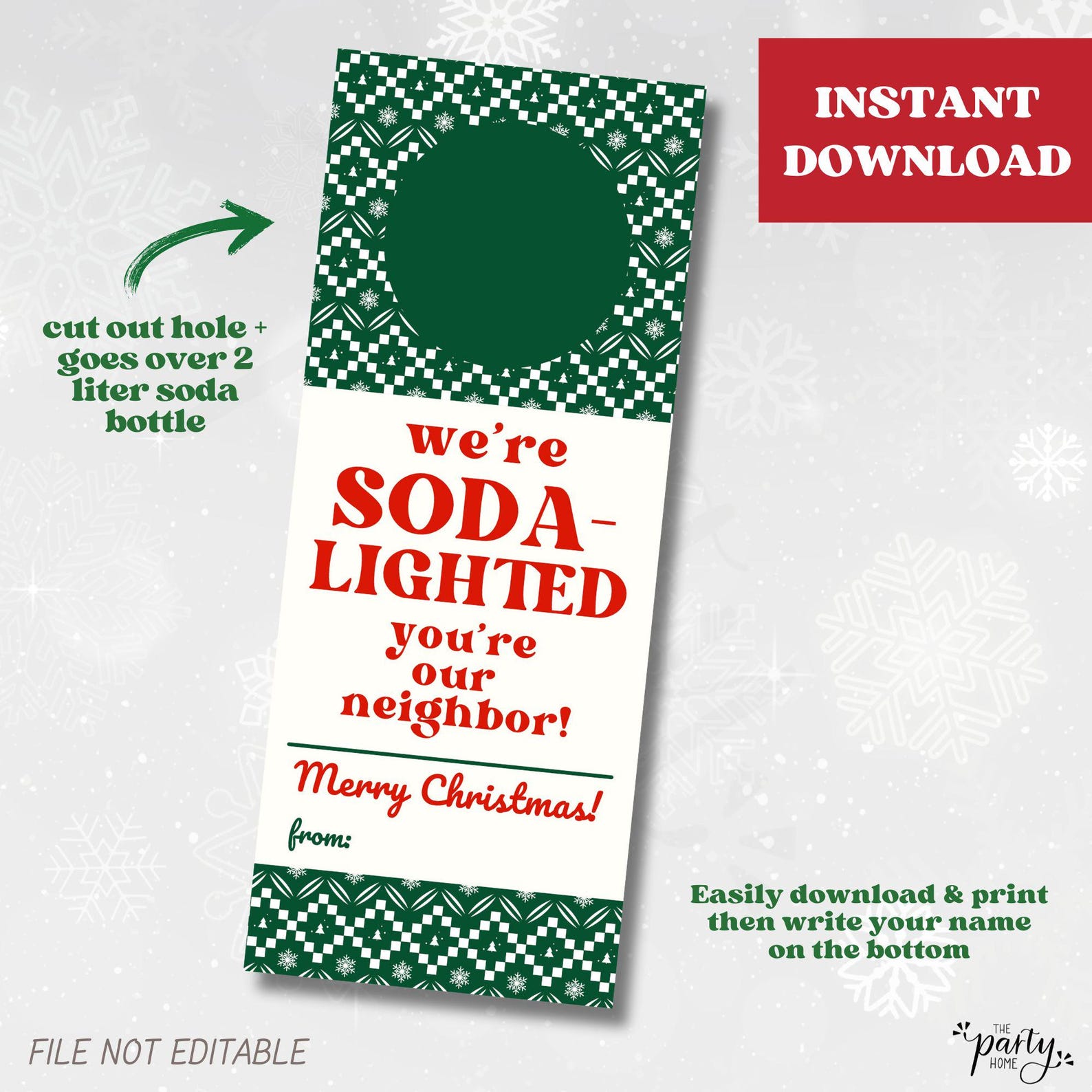 Soda Gift Tag, 2 Liter Soda Label, Soda Holiday Gift Tag, Soda Lighted ...