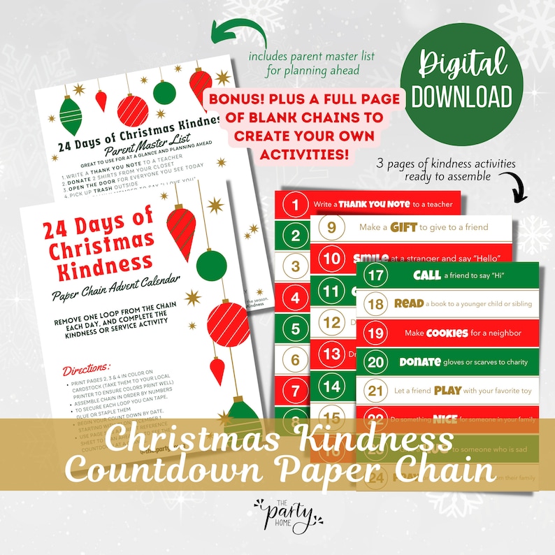 Christmas Paper Chain Link Countdown, Christmas Kindness Countdown for ...