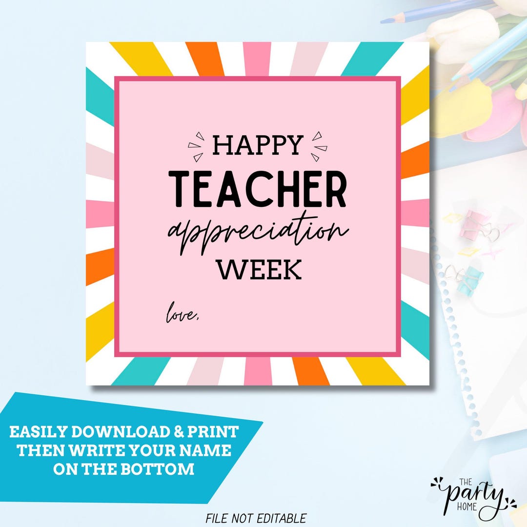 Teacher Appreciation Gift Tag, Happy Teacher Appreciation Week Gift ...