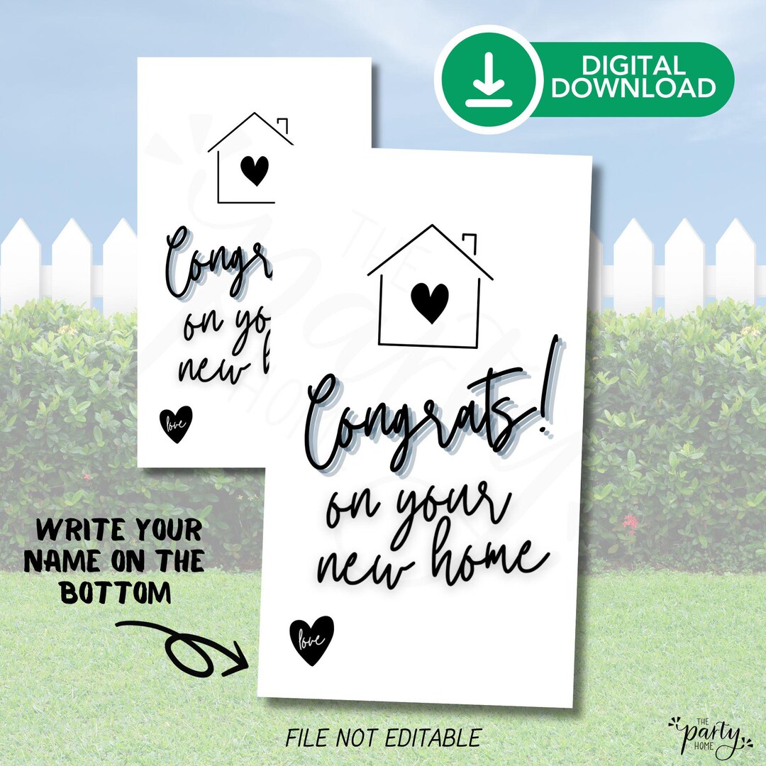 Congrats on Your New Home Tag, House Warming Printable, New Home ...