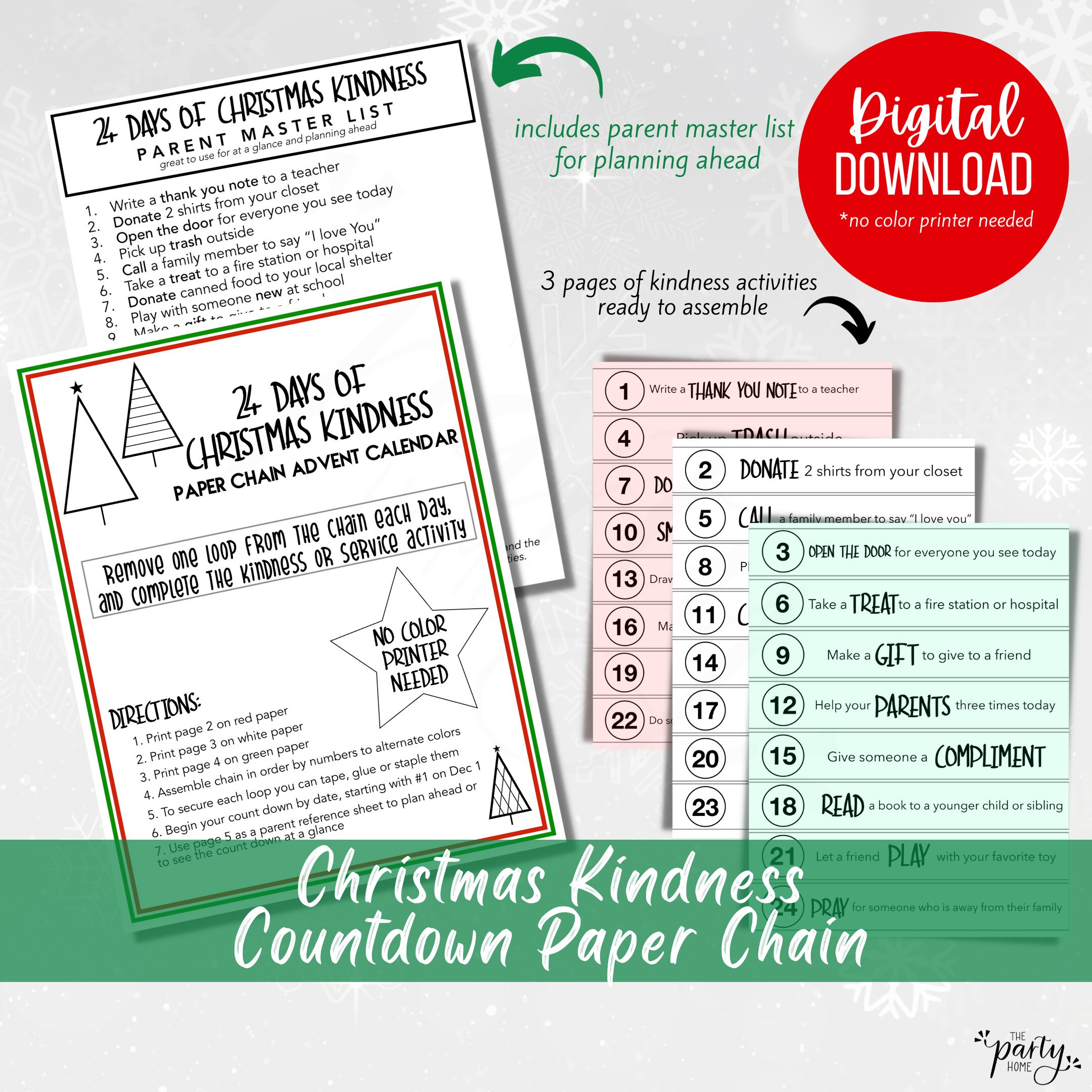 Christmas Kindness Countdown for Kids, Printable Advent Countdown ...