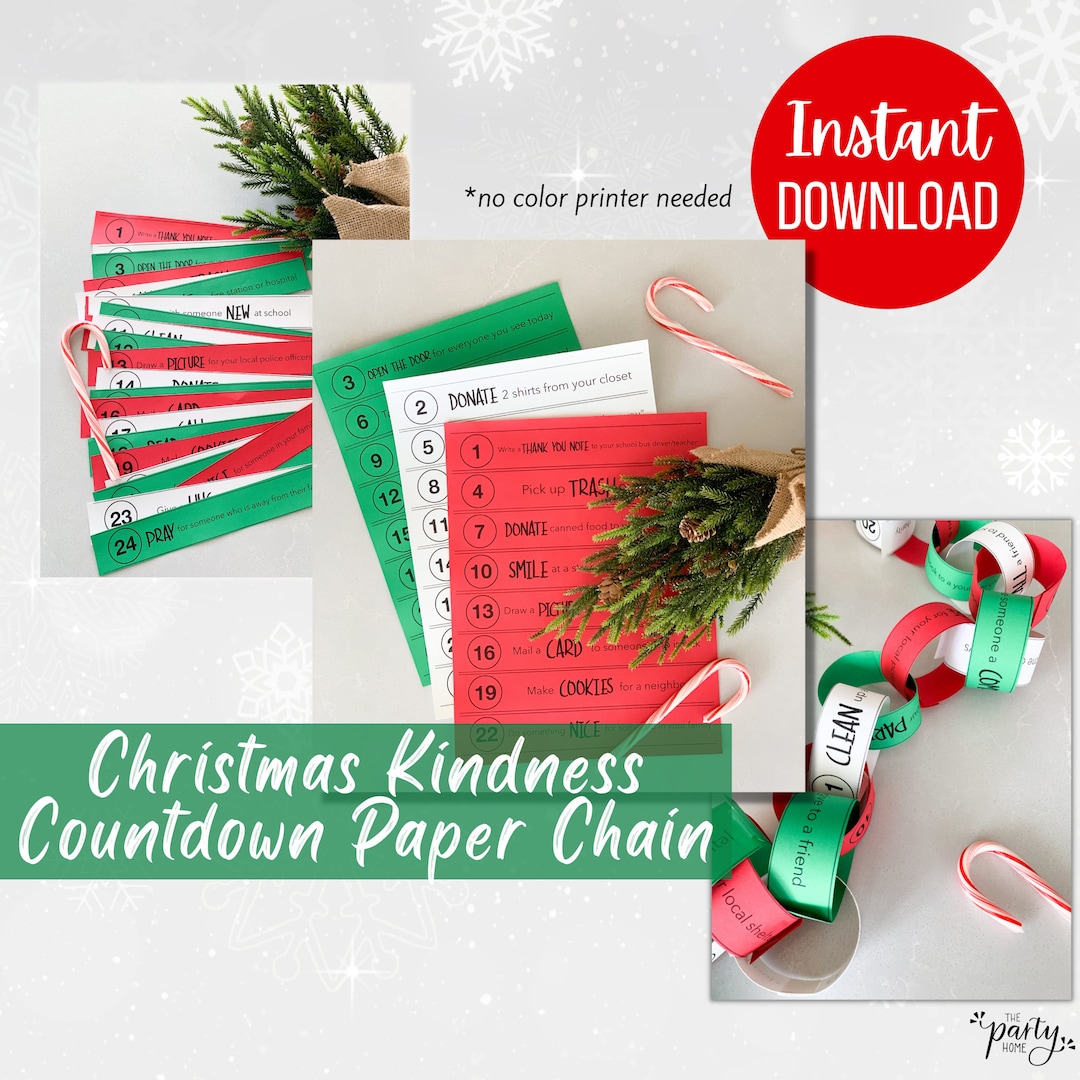 Christmas Kindness Countdown for Kids, Printable Advent Countdown ...