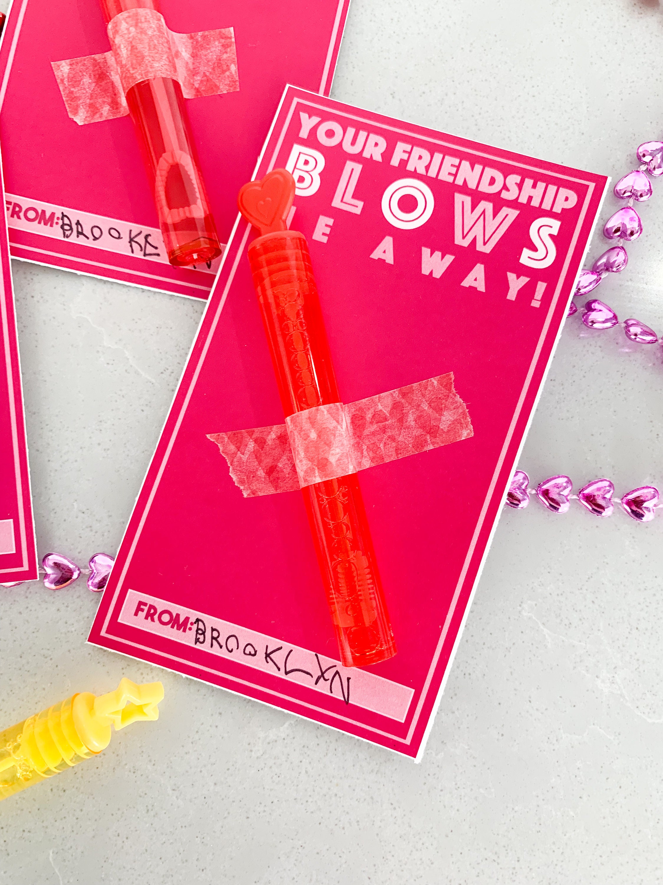 Bubbles Classroom Valentine Card, Printable Bubble Wand Valentine's Day ...