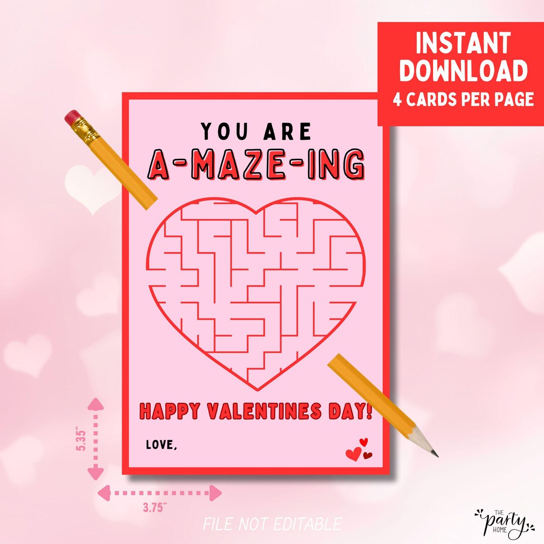 Maze Valentines Card, Amazing Valentines Printable, You Are Amazeing ...