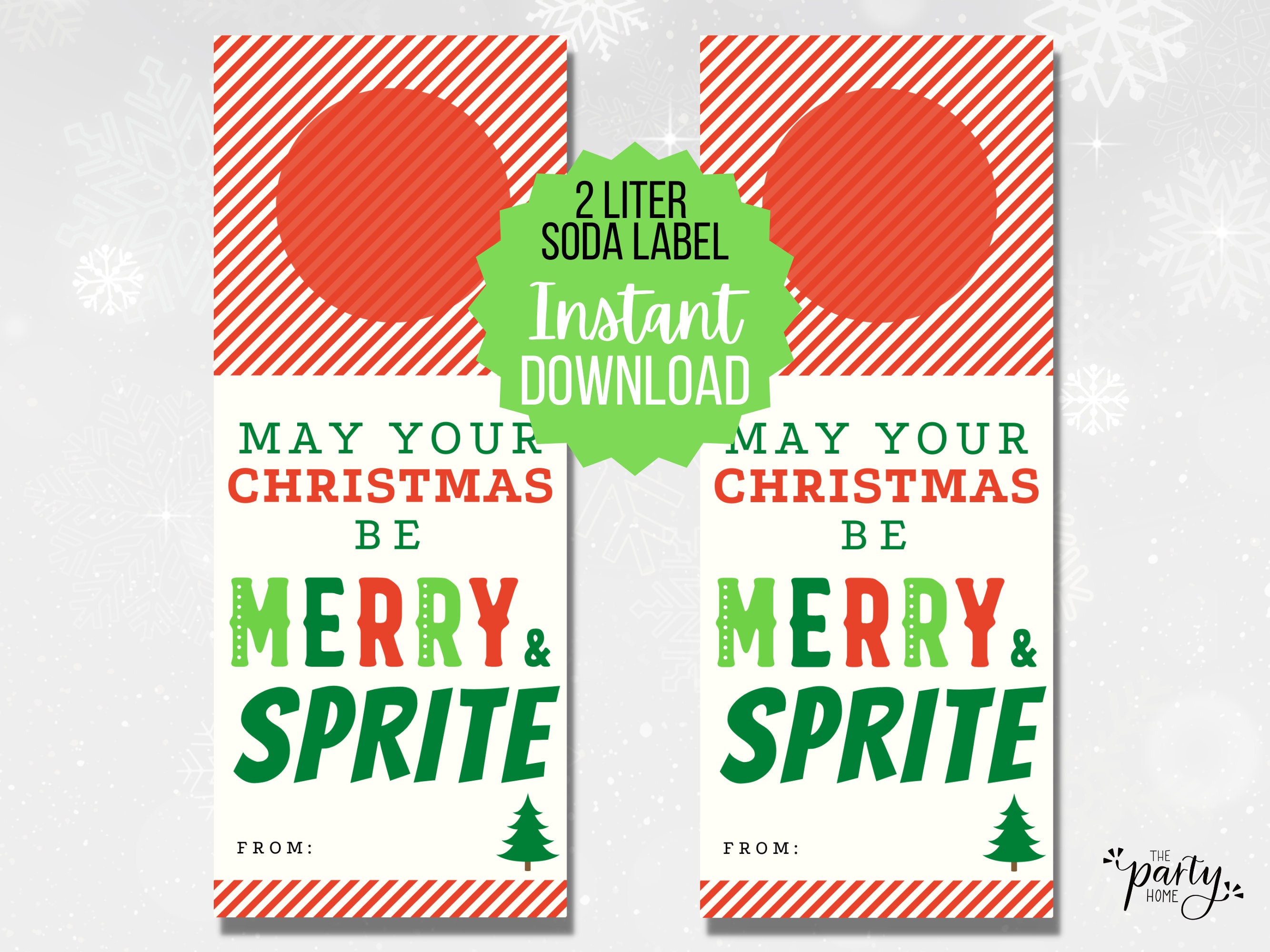 Sprite Gift Tag, 2 Liter Soda Label, Soda Holiday Gift Tag, Merry and ...