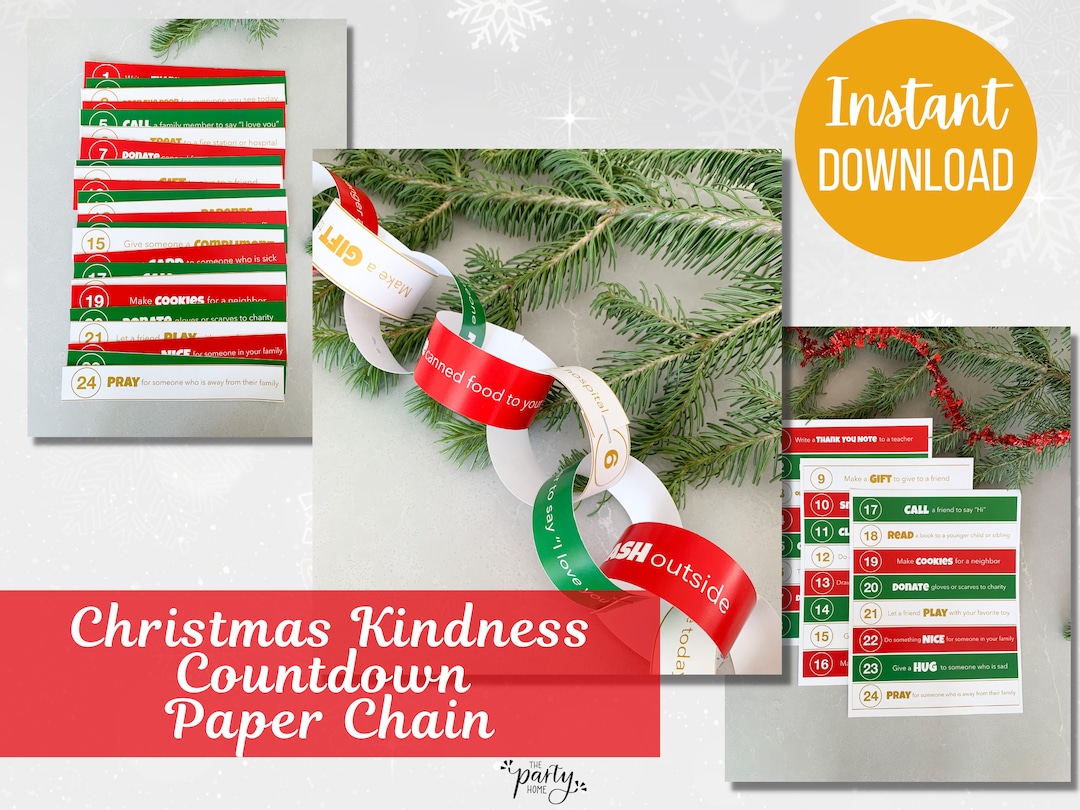 Christmas Paper Chain Link Countdown Christmas Kindness - Etsy