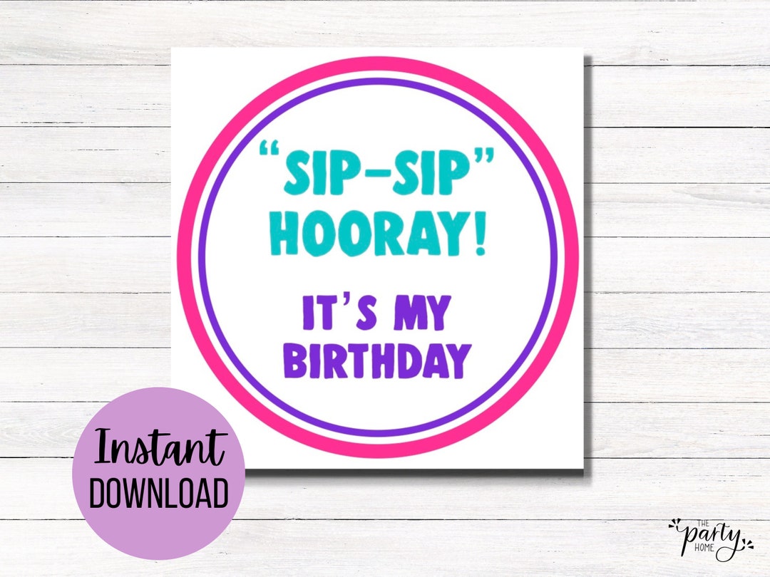 Sip Sip Hooray Birthday Tag | Straw Birthday Tag | Class Birthday ...