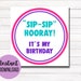 Sip Sip Hooray Birthday Tag | Straw Birthday Tag | Class Birthday ...