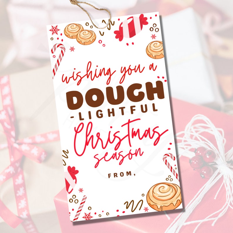 Cinnamon Roll Gift Tag, Dough Christmas Gift Tag, Cinnamon Roll ...