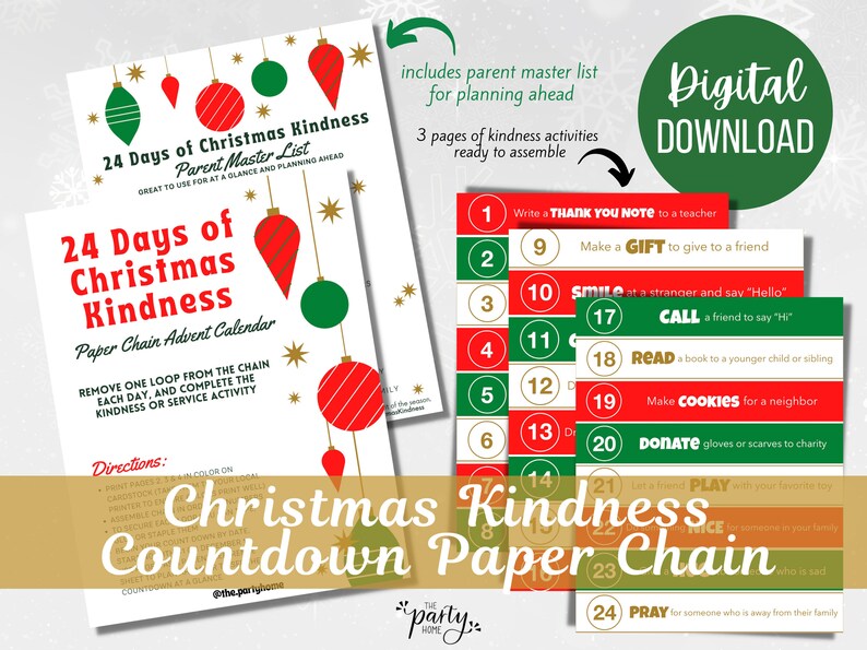 Christmas Paper Chain Link Countdown Christmas Kindness - Etsy