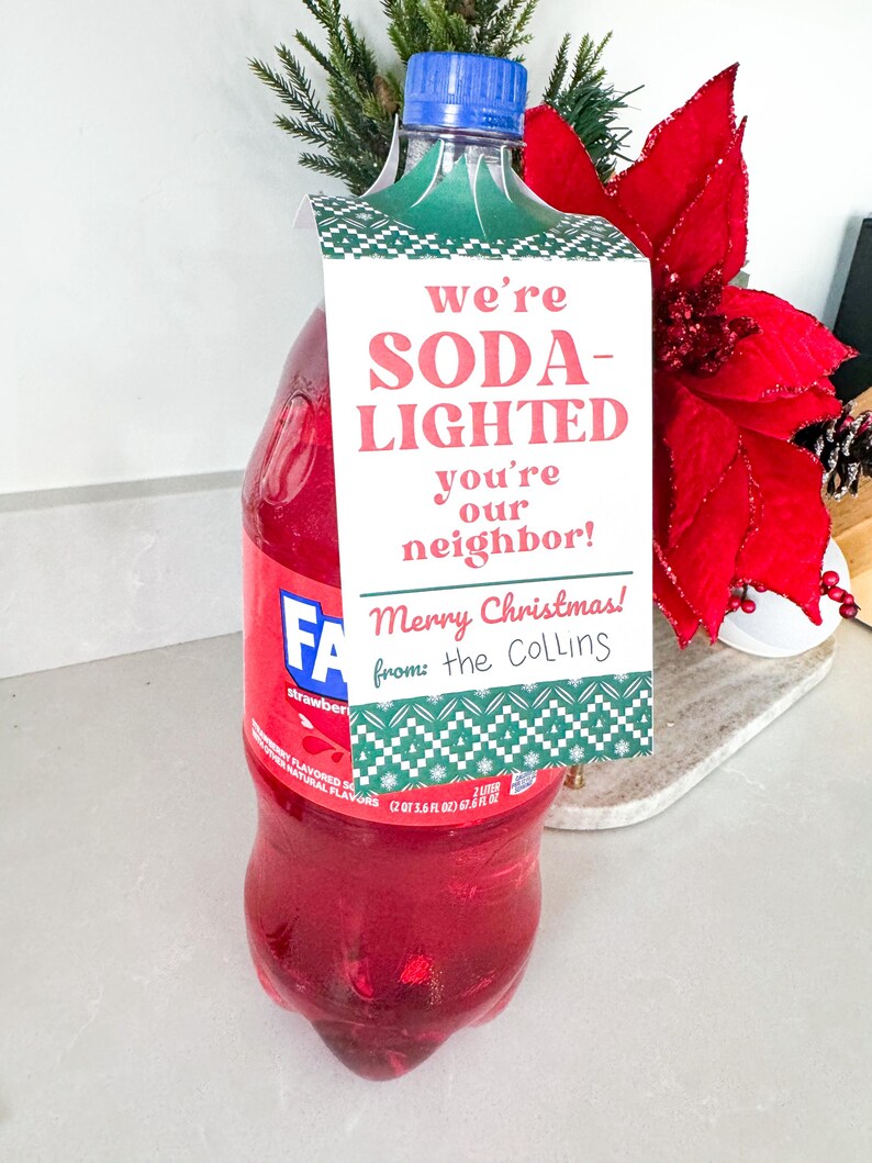 Soda Gift Tag, 2 Liter Soda Label, Soda Holiday Gift Tag, Soda Lighted ...