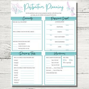 Postpartum Planning Worksheet | Postpartum Checklist | Printable PDF ...