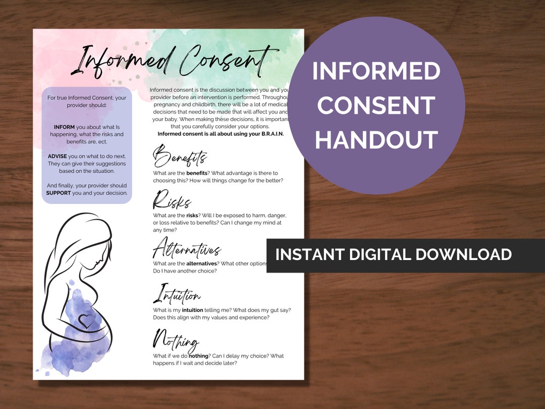 Informed Consent Handout | B.R.A.I.N Acronym | Printable PDF | Birth ...