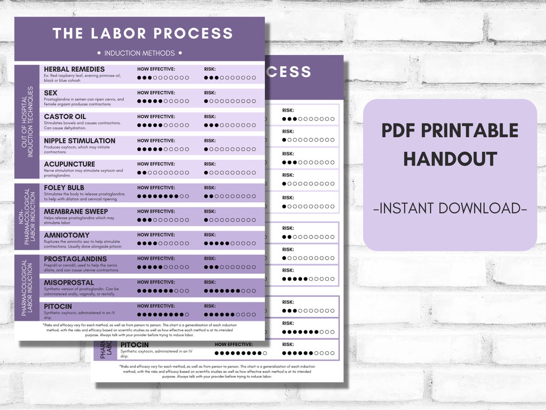 Labor Process- Induction Methods Handout | Printable PDF | Birth ...