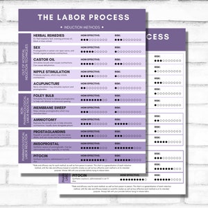 Labor Process BUNDLE- 4 Handouts on Effacement and Dilation, Induction ...