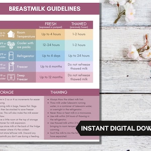 Breastmilk Storage Guidelines | Printable Handout | Digital Download ...