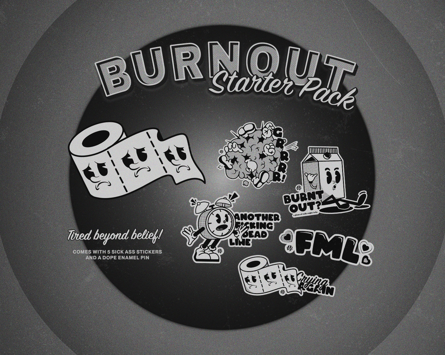Burnout Starter Pack: Stickers & Enamel Pin - Etsy