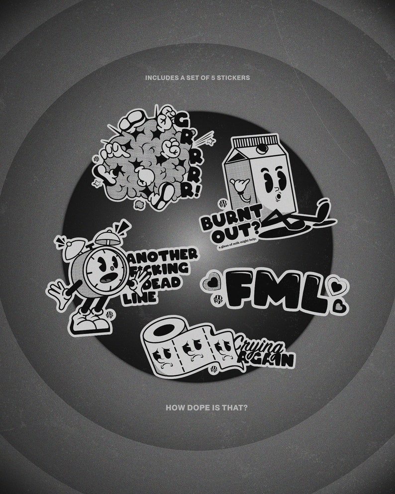 Burnout Starter Pack: Stickers & Enamel Pin - Etsy