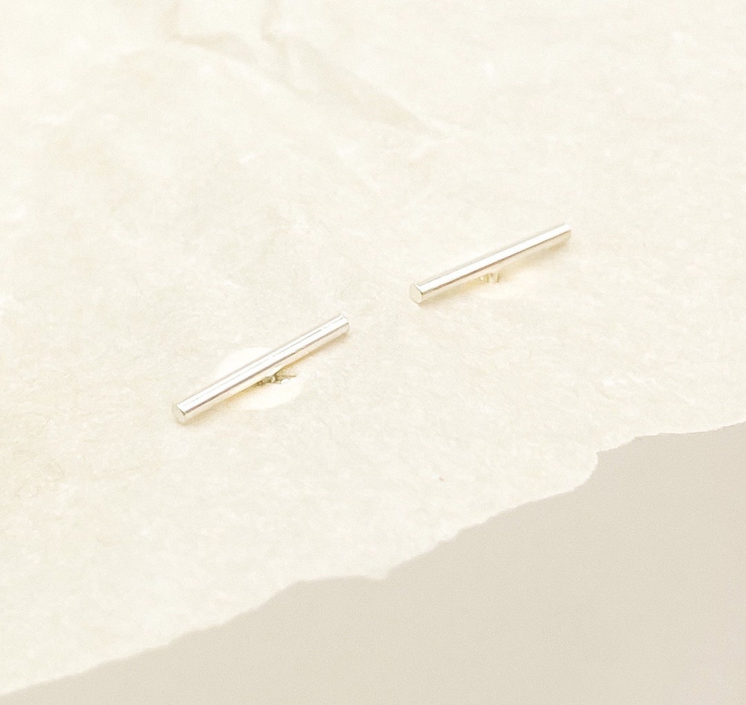 925 Sterling Silver Dainty Bar Stud Earring Free Shipping Canada - Etsy ...