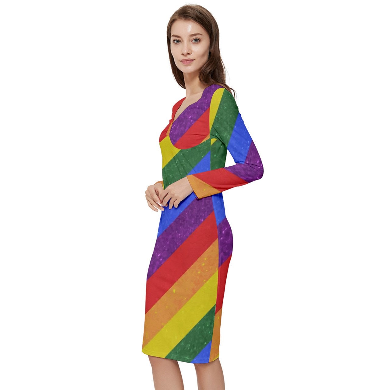 Rainbow Pride Gay Pride LGBTQ Pride Long Sleeve V-neck Bodycon Dress - Etsy