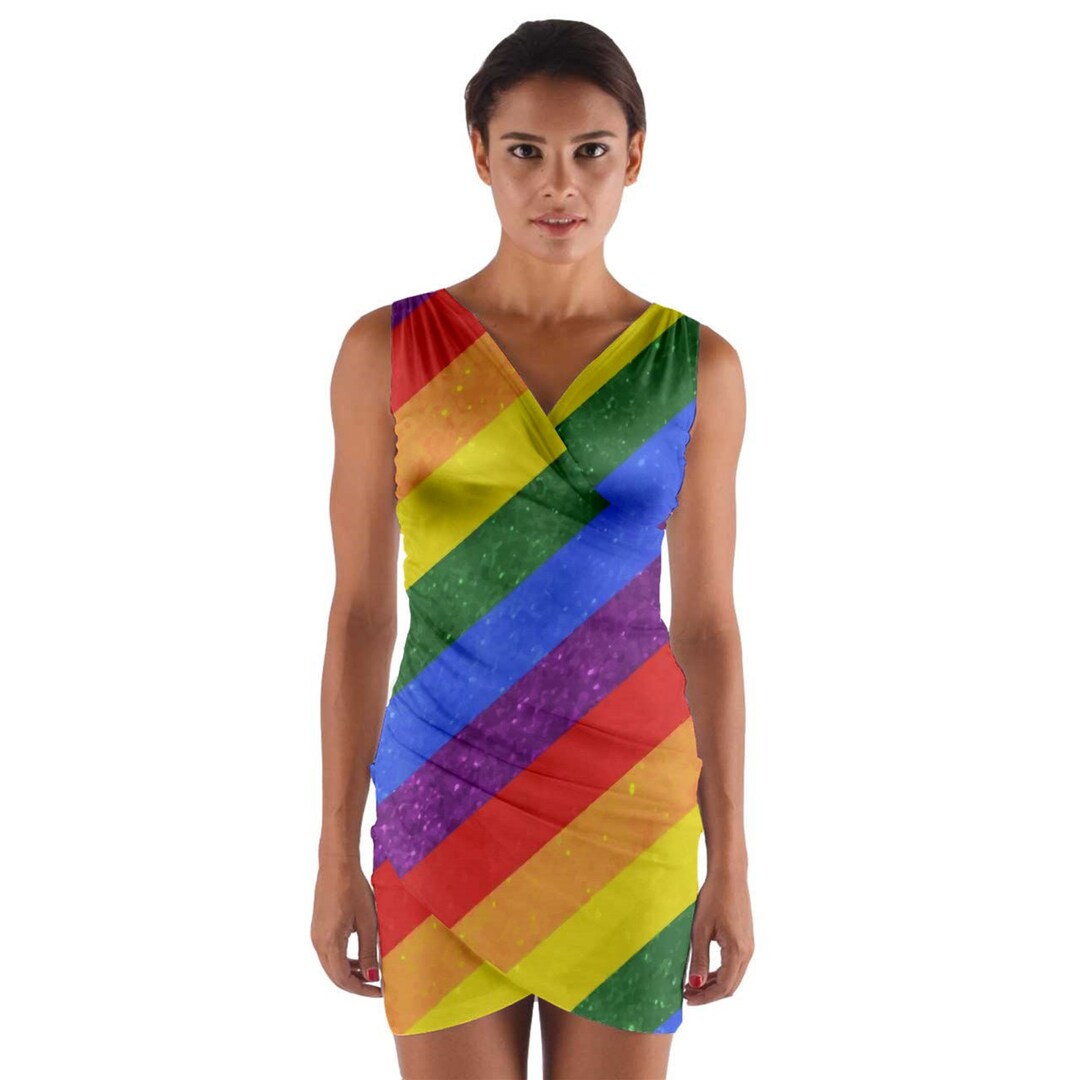 LGBTQ Wrap Front Bodycon Dress Rainbow Pride - Etsy