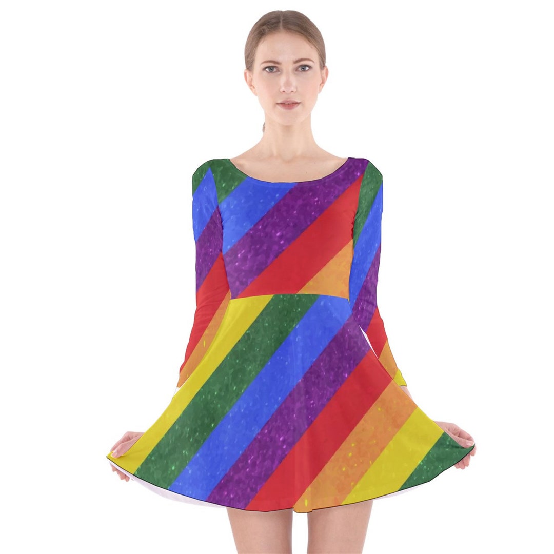 Rainbow Pride LGBTQ Long Sleeve Velvet Skater Dress Colorful ...