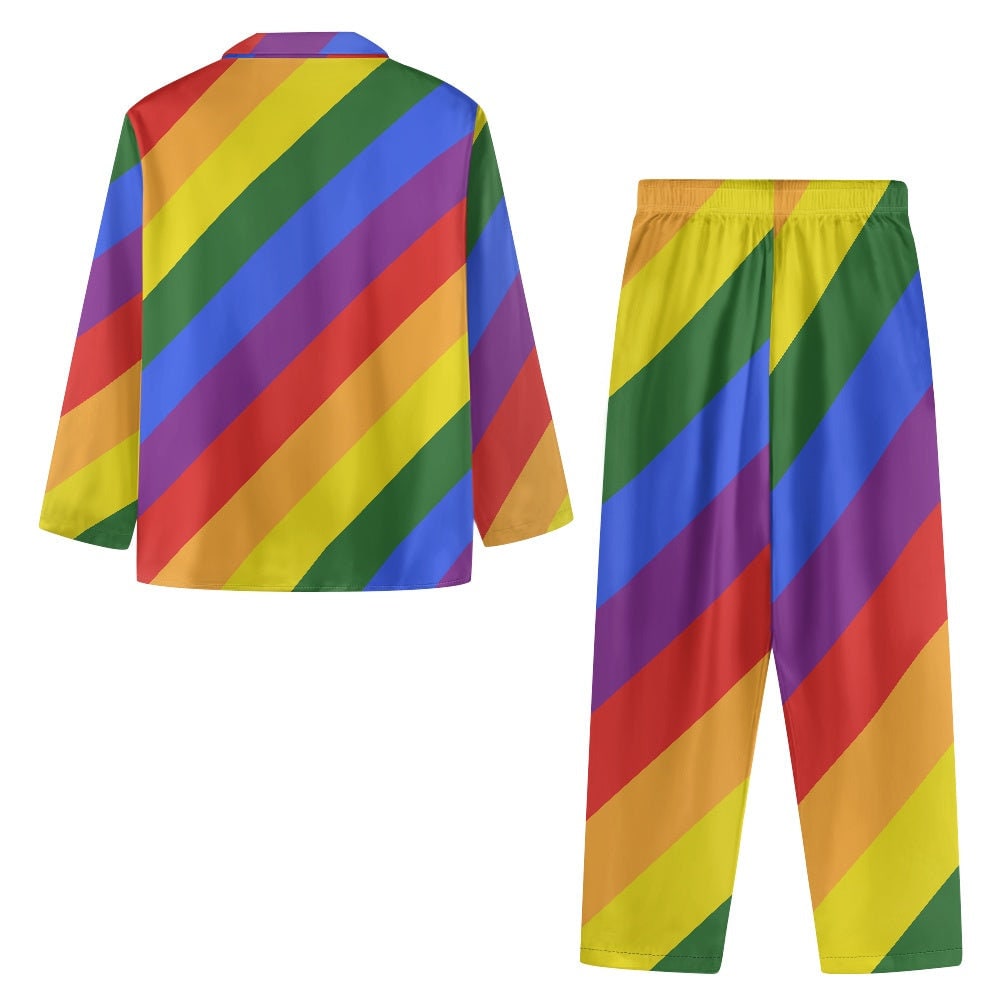 Unveil the Spectrum of Comfort: Luxtrini's Rainbow Men's Button Pajamas ...