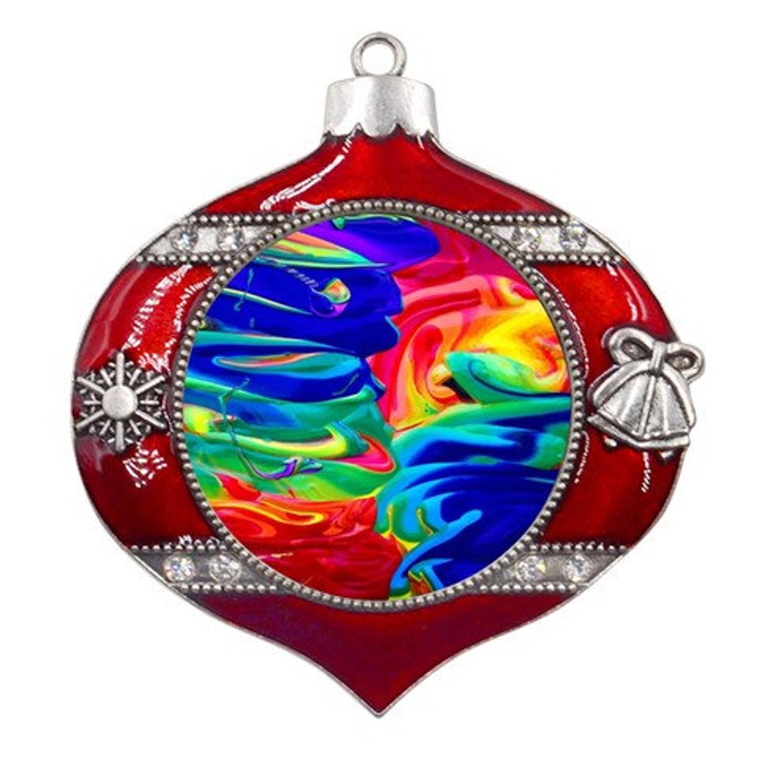 Rainbow Confusion Metal Snowflake and Bell Red Ornament - Etsy