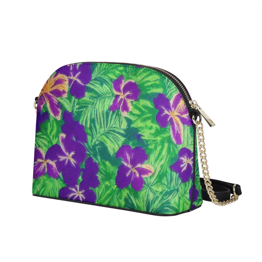 Elegant Blue Flag Iris One-shoulder Shell Handbag for Women - Green ...