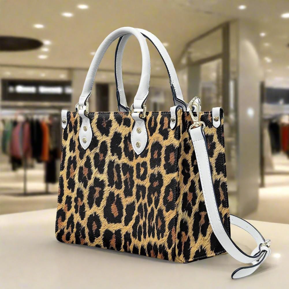 Elegant Leopard Print PU Leather Handbag With Adjustable Strap ...