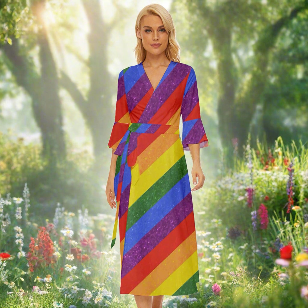 Rainbow Pride Midsummer Wrap Dress: Colorful Celebration of Identity ...