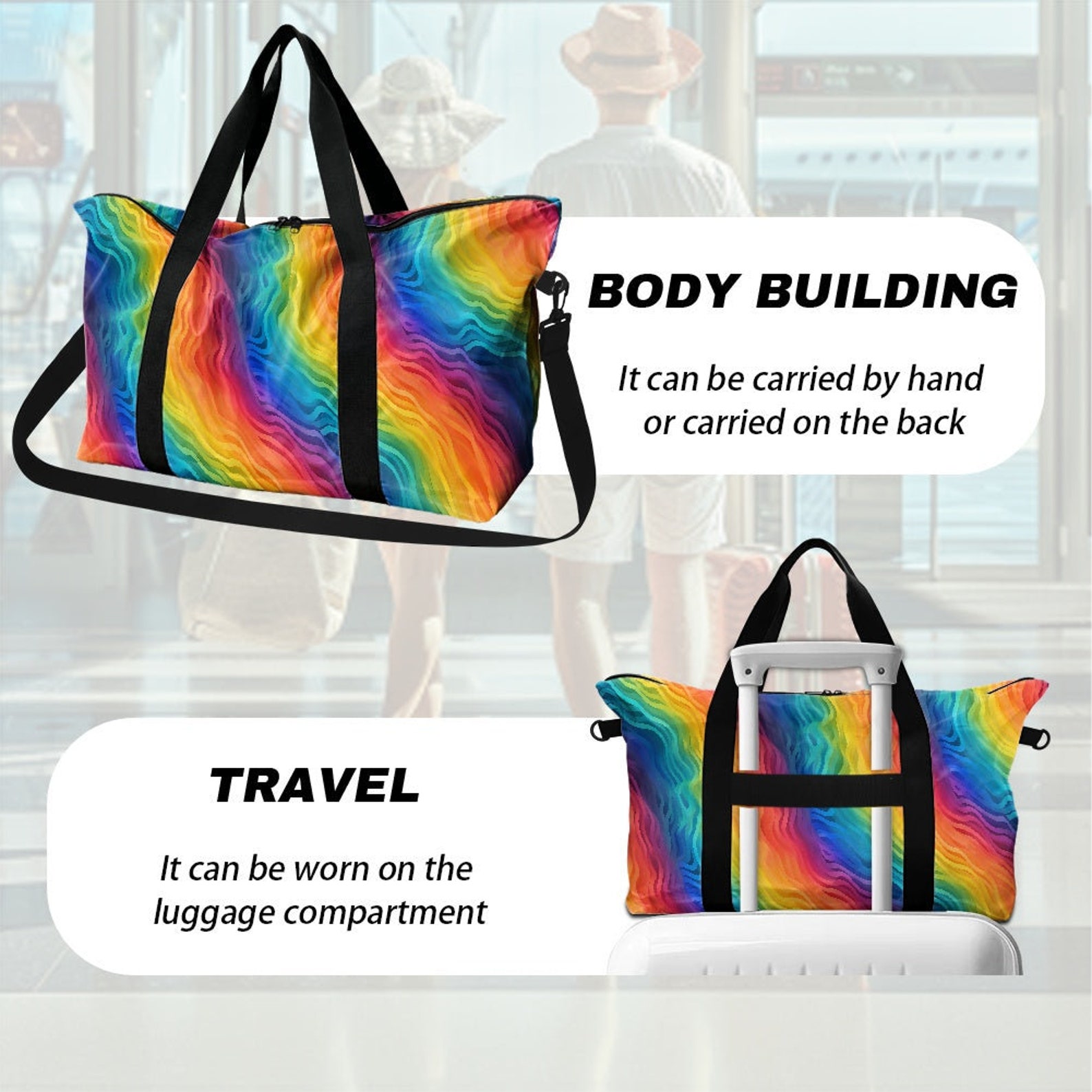 Rainbow Wavy Pattern Lightweight Luggage - Etsy